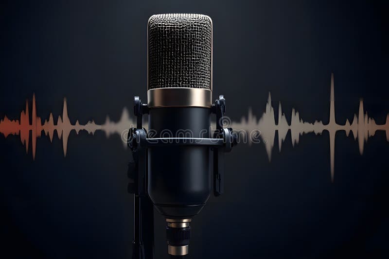 Black Wireless Microphone and Sound Equalizer Placed on a Black Cloth ...