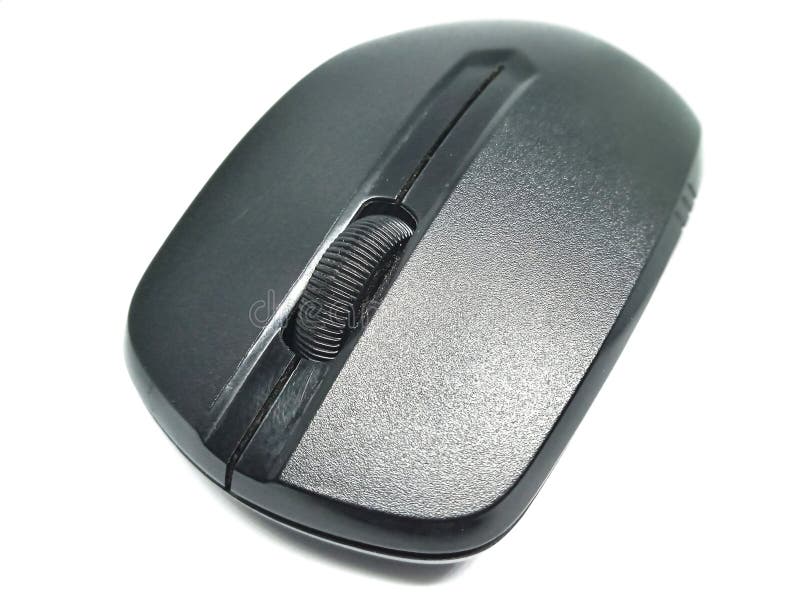 Black Wireless Mouse Isolated on White Background, Shiny Computer ...