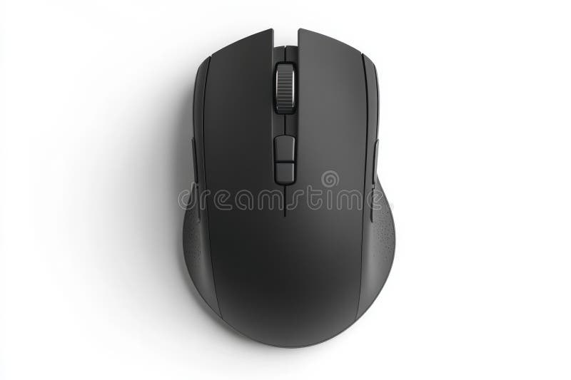 Black Wireless Mouse on White Background, Top View. Neural Network AI ...