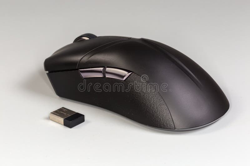 Wireless Optical Black Mouse with White Background Stock Image - Image ...