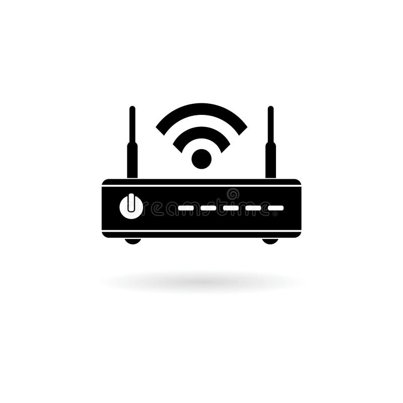 Black Wireless Router Icon, Wi-fi Router on White Background Stock ...