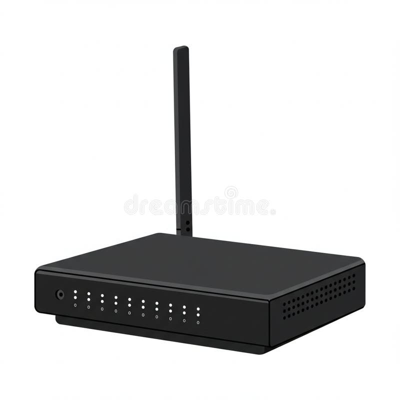 Black Wireless Router with a Rectangular Shape. Features 16 LED ...