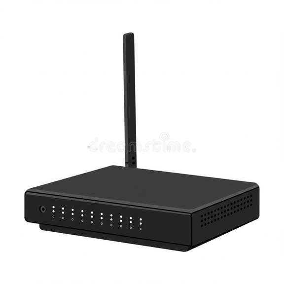 Black Wireless Router with a Rectangular Shape. Features 16 LED ...