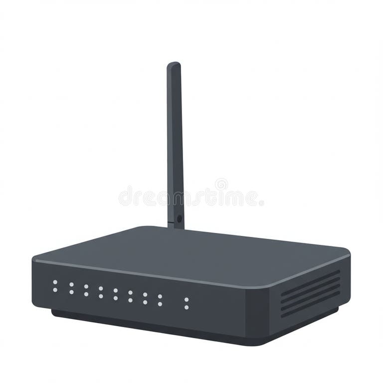 A Black Wireless Router with a Single Vertical Antenna. the Front Panel ...