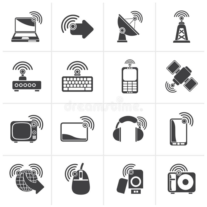 Wireless and Technology Icons Stock Vector - Illustration of menu ...