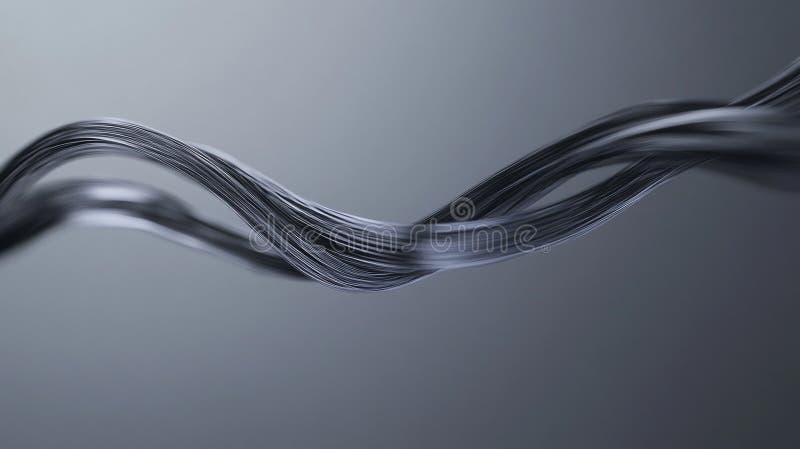 Curved Black Wires Create an Abstract Flow Against a Grey Background ...