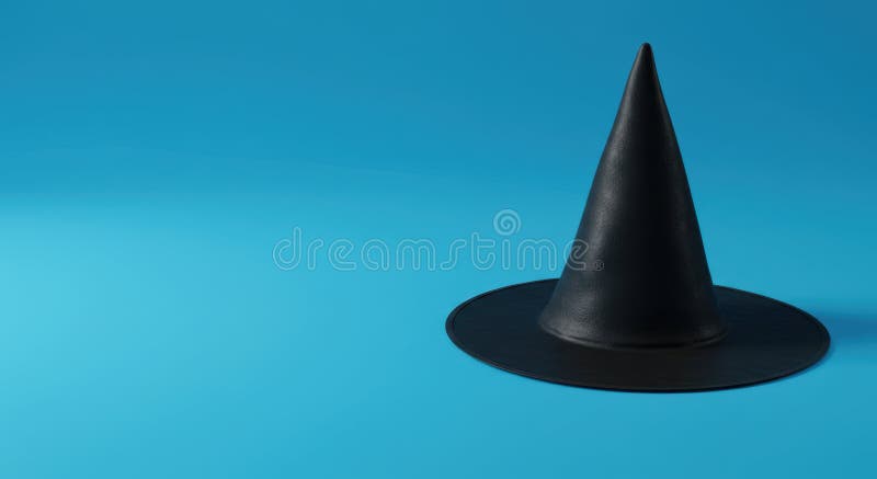 Black Witch Hat on Blue Background: Halloween Costume and Festive Decor ...