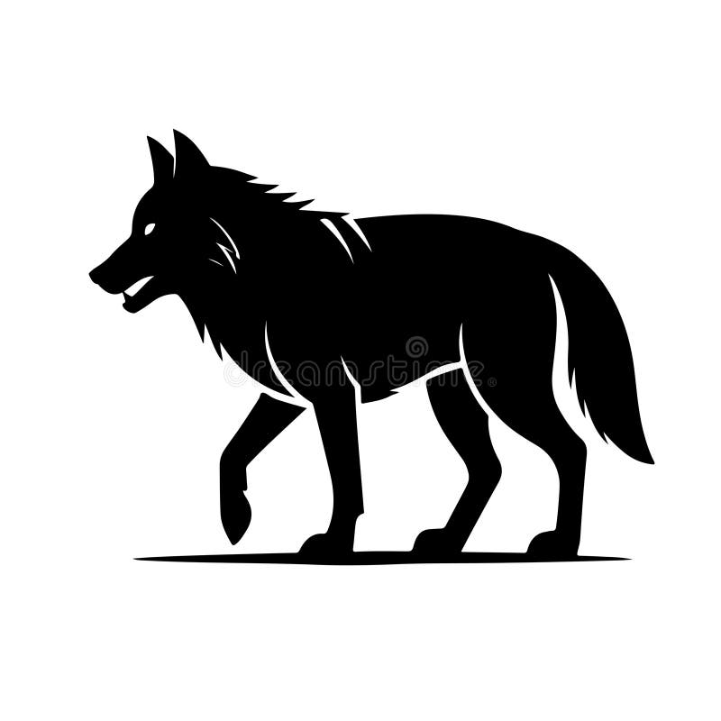 Black Wolf Silhouette Vector Illustrations--Wildlife Wolf Outline Stock ...