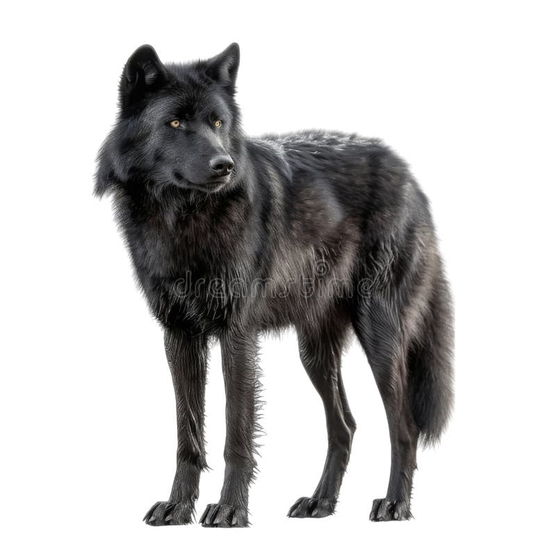 A Black Wolf Stands with Its Paws Firmly Stock Illustration ...