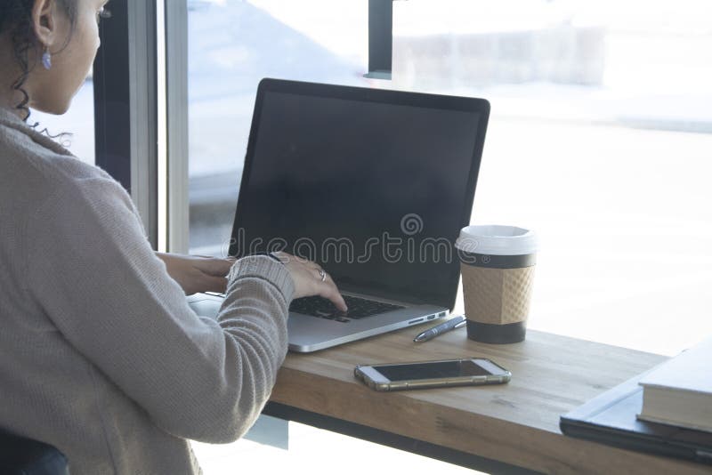 Black Woman Business Owner Types on Computer for Work Stock Image ...