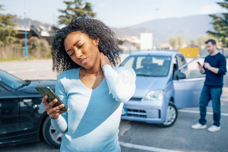 Men Calling First Aid after a Bad Car Crash on the Road Stock Image ...