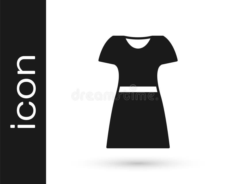 Black Woman Dress Icon Isolated on White Background. Clothes Sign Stock ...