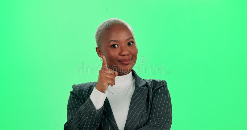Black Woman, Face and Thinking on Green Screen for Ideas, Problem ...