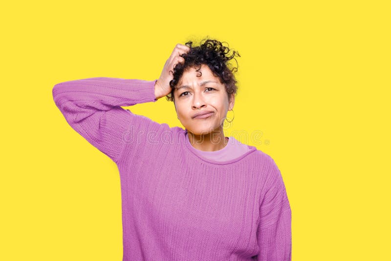 Black Woman Frowning and Having Regret Face Expression Stock Image ...