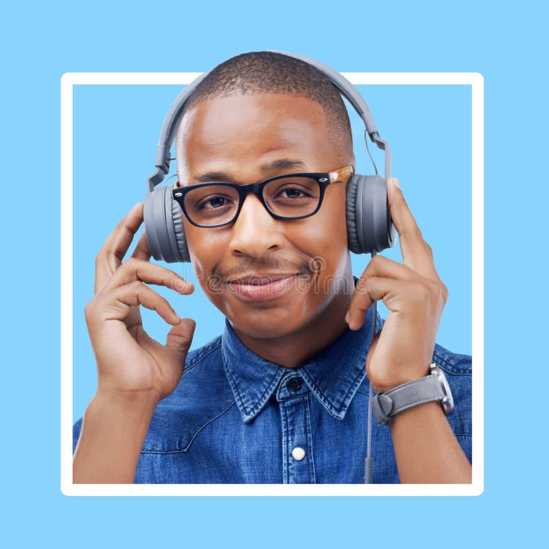 Black Woman Portrait And Headphones For Music With A Smile For