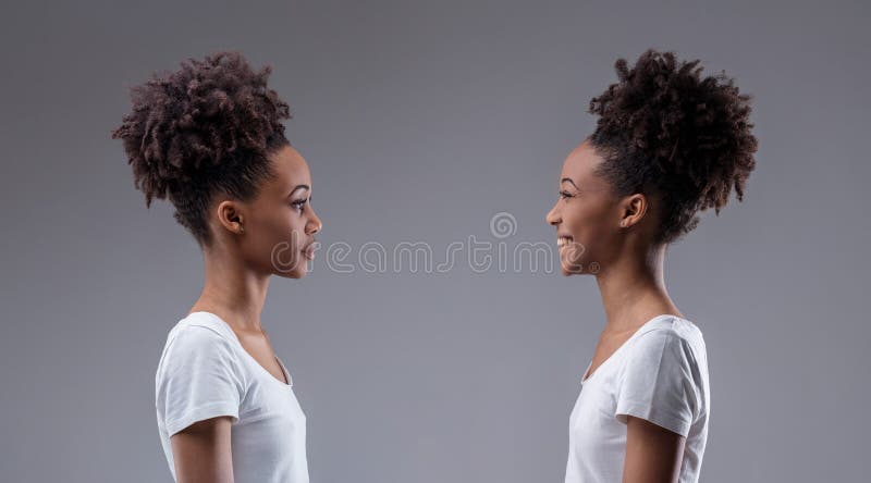 Black Woman S Critique of Her Optimistic Self Stock Photo - Image of ...