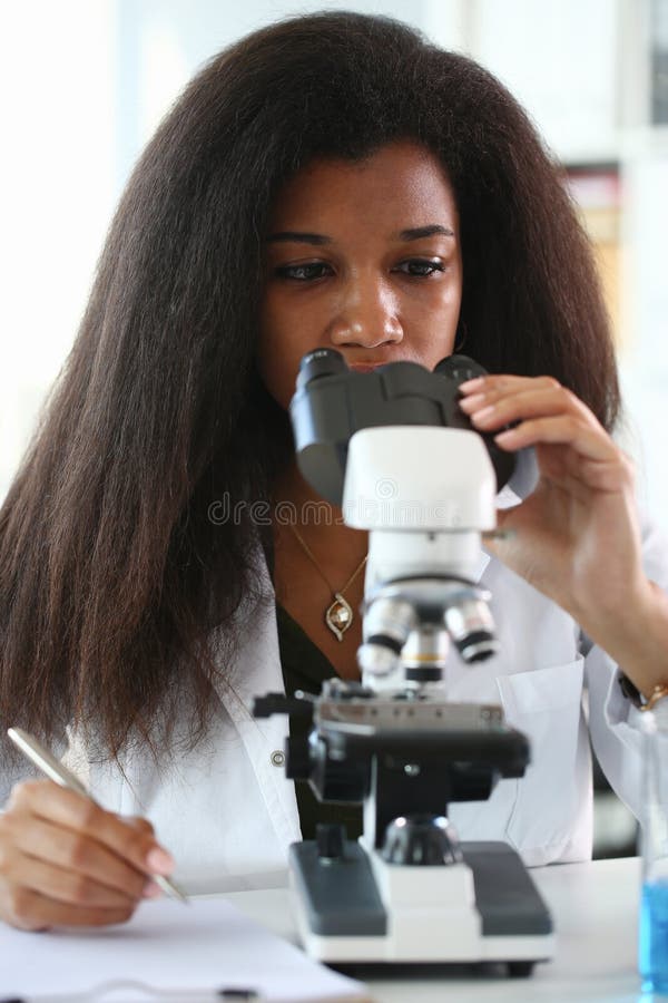 Black Woman Scientist Student Chemist in Protective Stock Image - Image ...