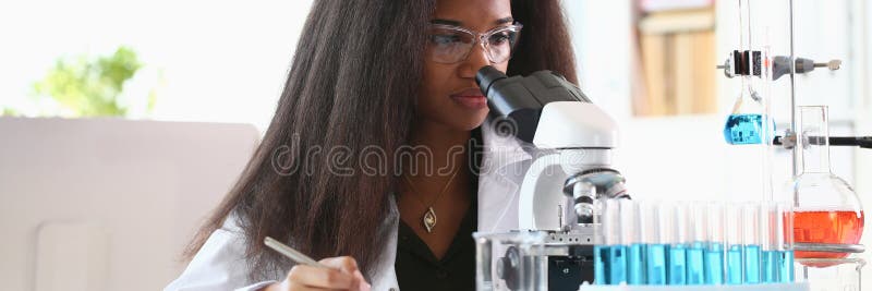 Black Woman Scientist Student Chemist in Protective Stock Photo - Image ...