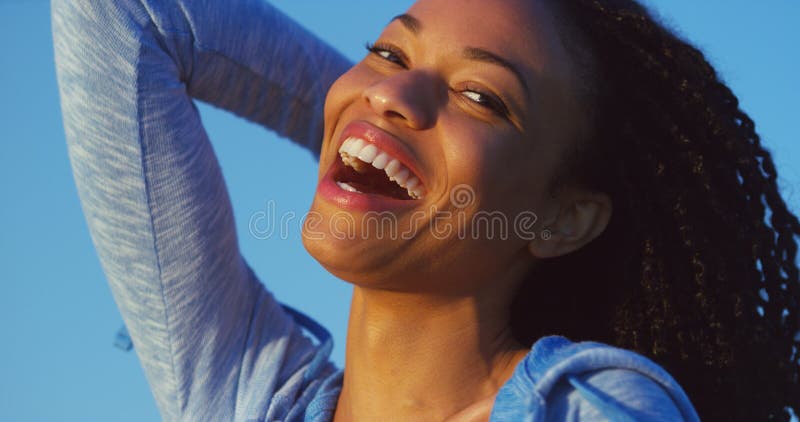 Black Woman Smiling and Laughing Stock Image - Image of laugh, cute ...