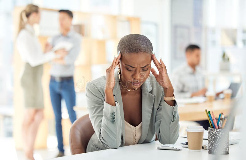 Black Woman Stress And Headache Being Overworked Experience Burnout