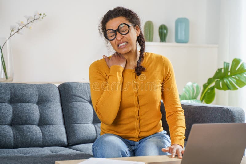 Woman is Feeling Back Pain and Uncomfortable Stock Photo - Image of ...