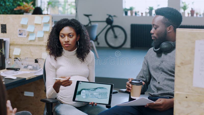 Black Woman, Tablet and Startup with Team, Design and Planning for ...