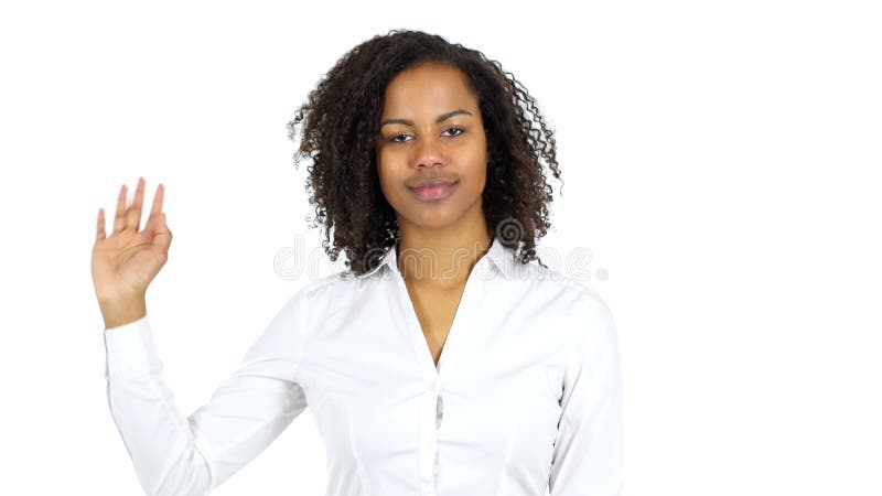 Old Woman Waving Hand To Say Hello on White Background Stock Footage ...