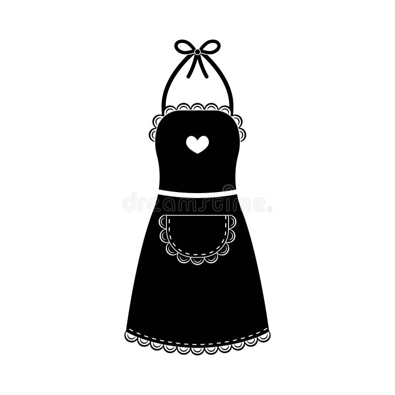 Black Apron with Lace for Women with a Pocket Stock Vector ...