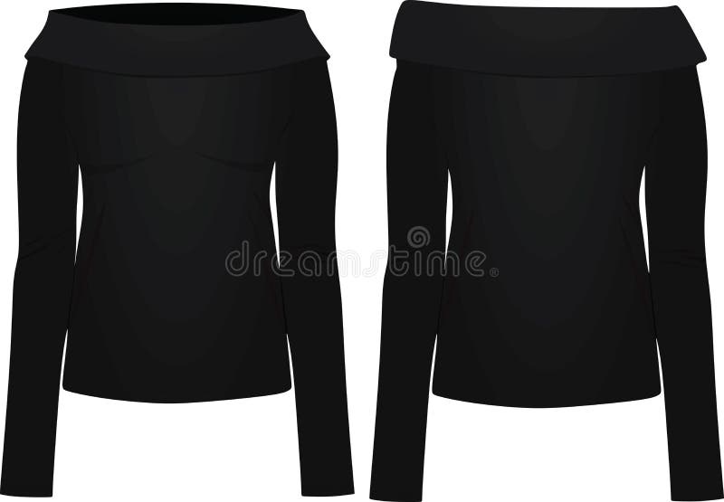 Black Women Top Front and Back View Stock Vector - Illustration of ...