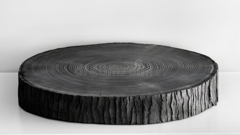 Black Wood Slice Display Stand on White Surface Stock Illustration ...