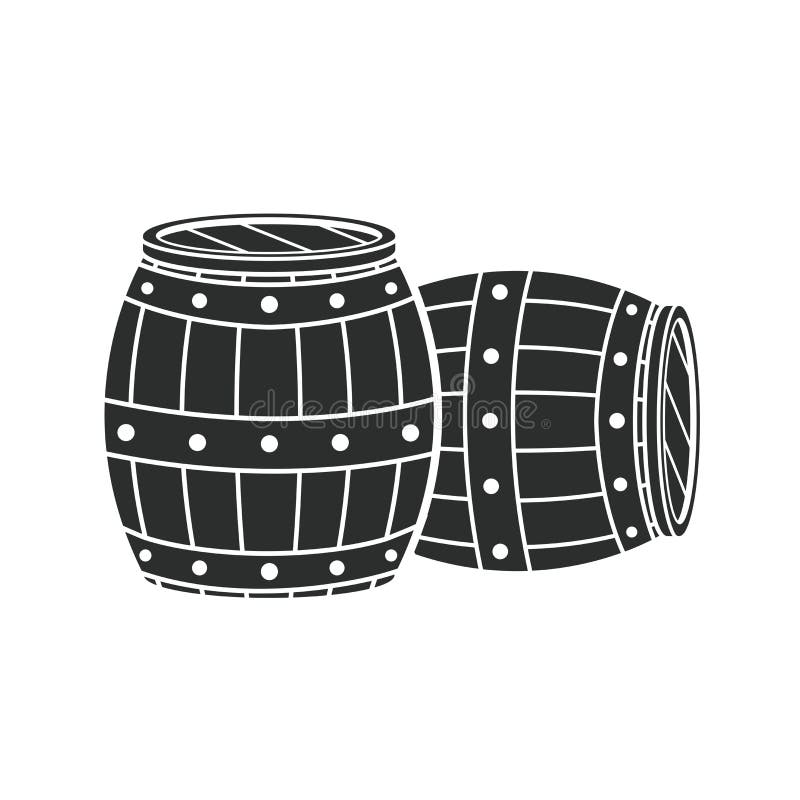Black Wooden Barrel Element Vector Illustration Concept Design Stock ...