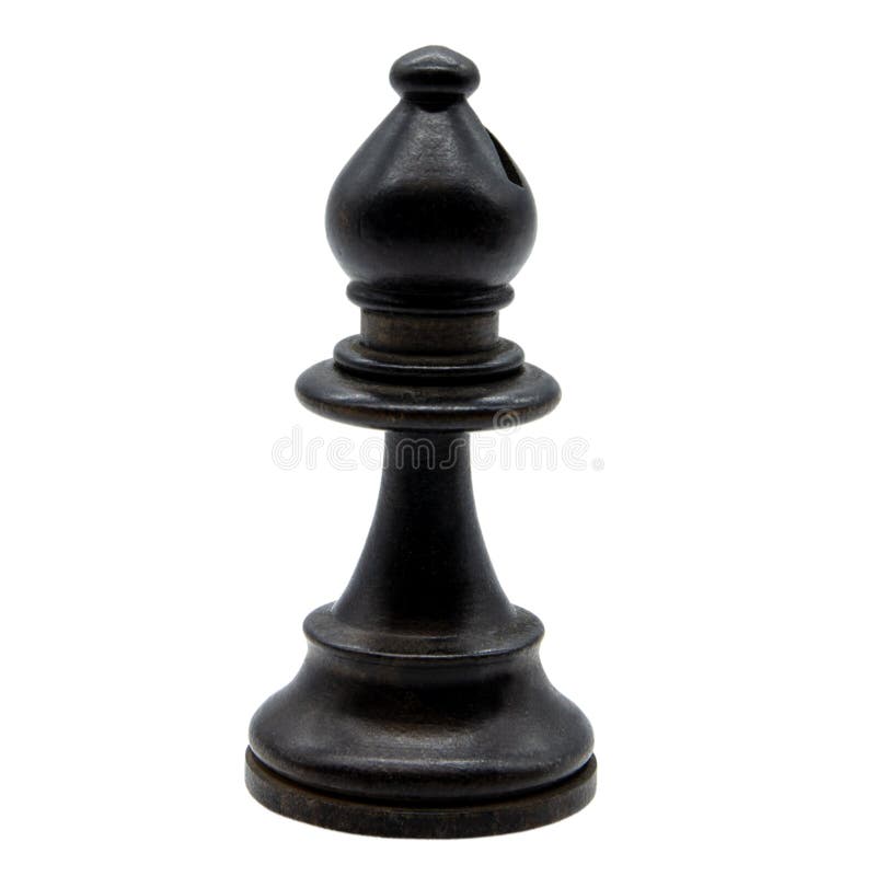 Black Wooden Bishop Chess Piece Stock Image - Image of battle, fight ...