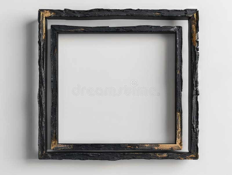 A Black Wooden Frame on a White Wall Stock Image - Image of black ...