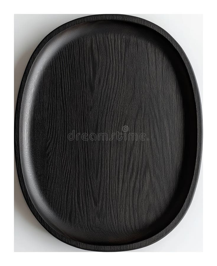 Black Wooden Oval Serving Platter, Top View. Minimalist Kitchenware and ...