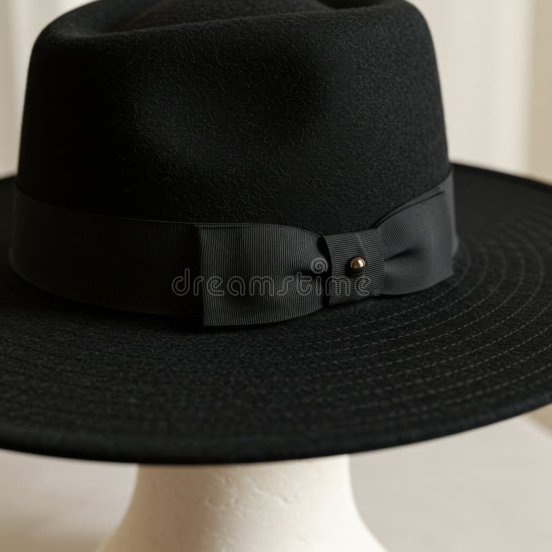 Black Wool Fedora with Wide Brim and Black Ribbon Stock Illustration ...