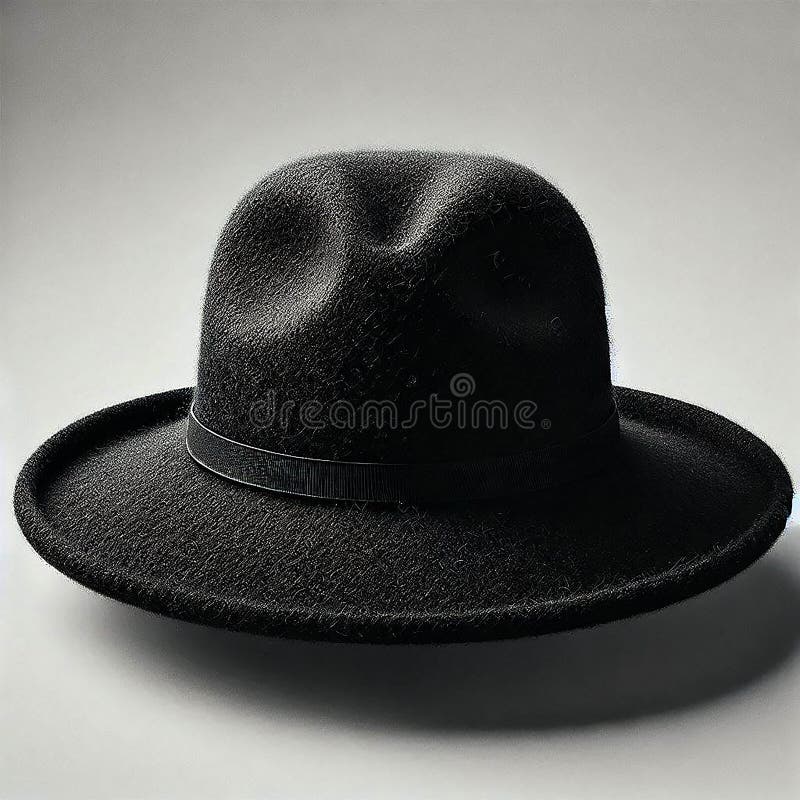 Black Wool Hat on White Background Stock Illustration - Illustration of ...