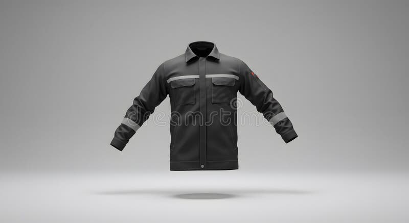 Black Work Jacket with Reflective Stripes: Industrial Safety Apparel ...