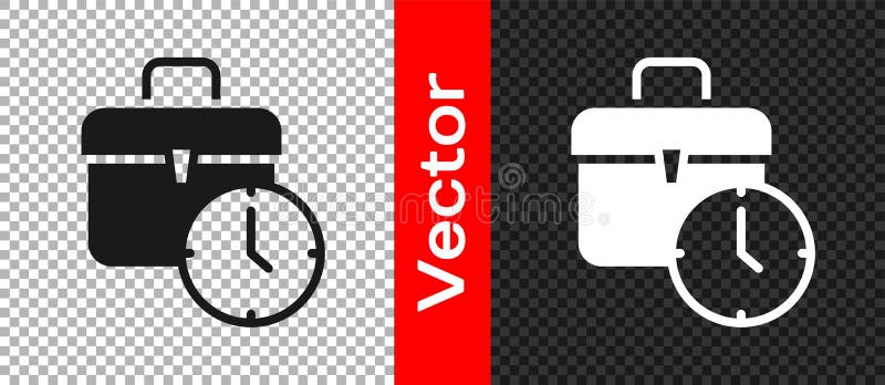 Black Work Time Icon Isolated on Transparent Background. Office Worker ...