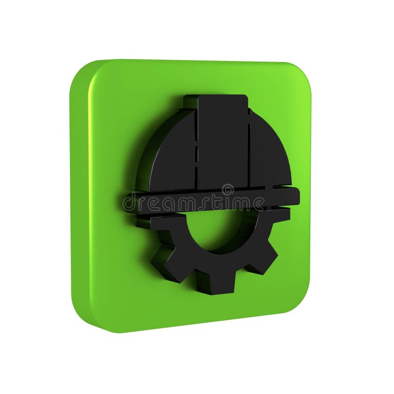 Black Worker Safety Helmet and Gear Icon Isolated on Transparent ...