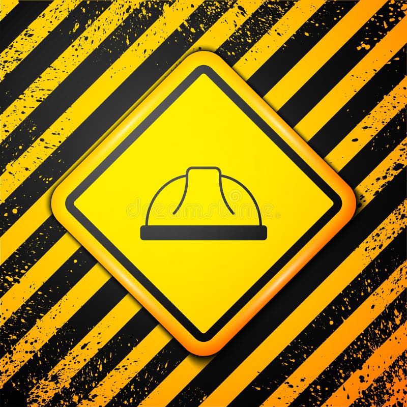 Black Worker Safety Helmet Icon Isolated on Yellow Background. Warning ...