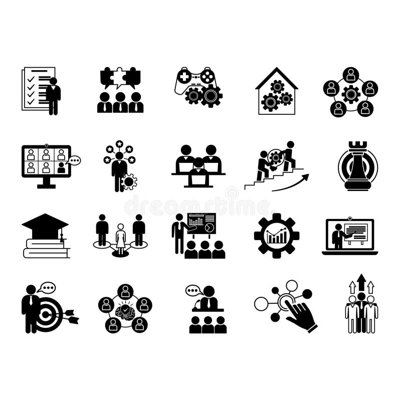 Black Workshop Icons Set. stock vector. Illustration of account - 312656309