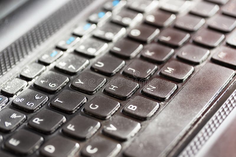 Black Worn Out Laptop Computer Keyboard Stock Image - Image of office ...