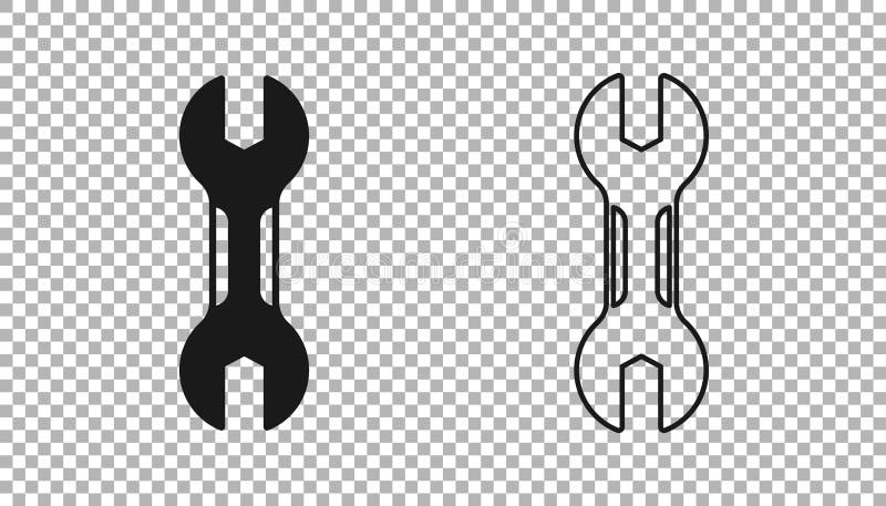 Black Wrench Spanner Icon Isolated on Transparent Background. Spanner ...