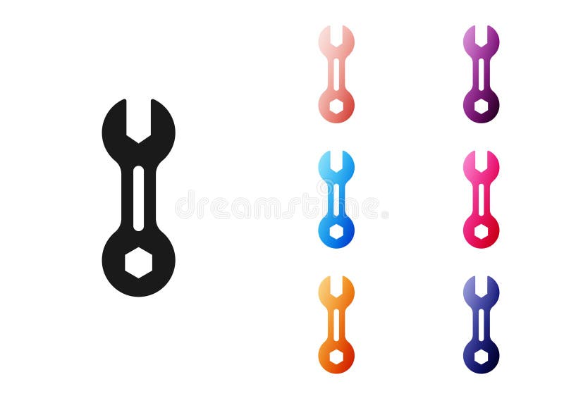 Black Wrench Spanner Icon Isolated on Transparent Background. Vector ...