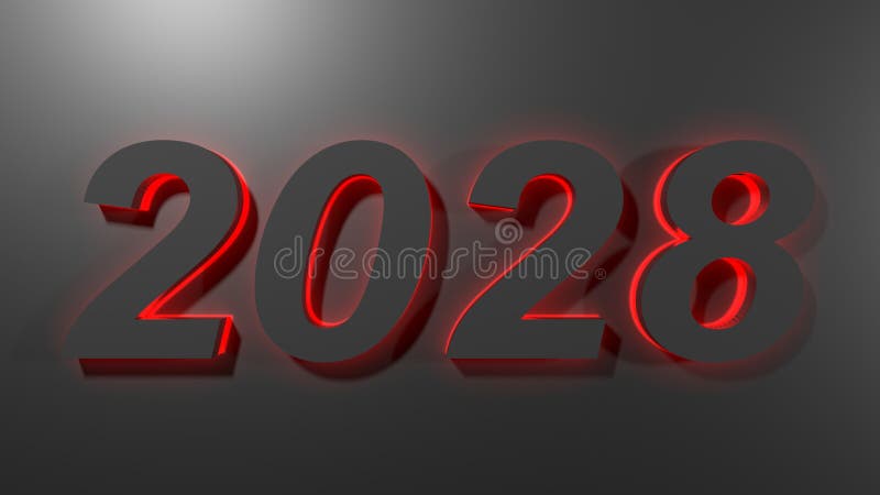 2028 Black Write on Black Surface with Green Backlight - 3D Rendering ...
