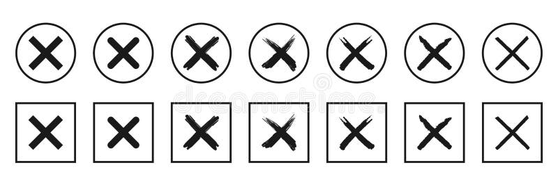Black Wrong Mark. Cross X Icon Set Stock Illustration - Illustration of ...