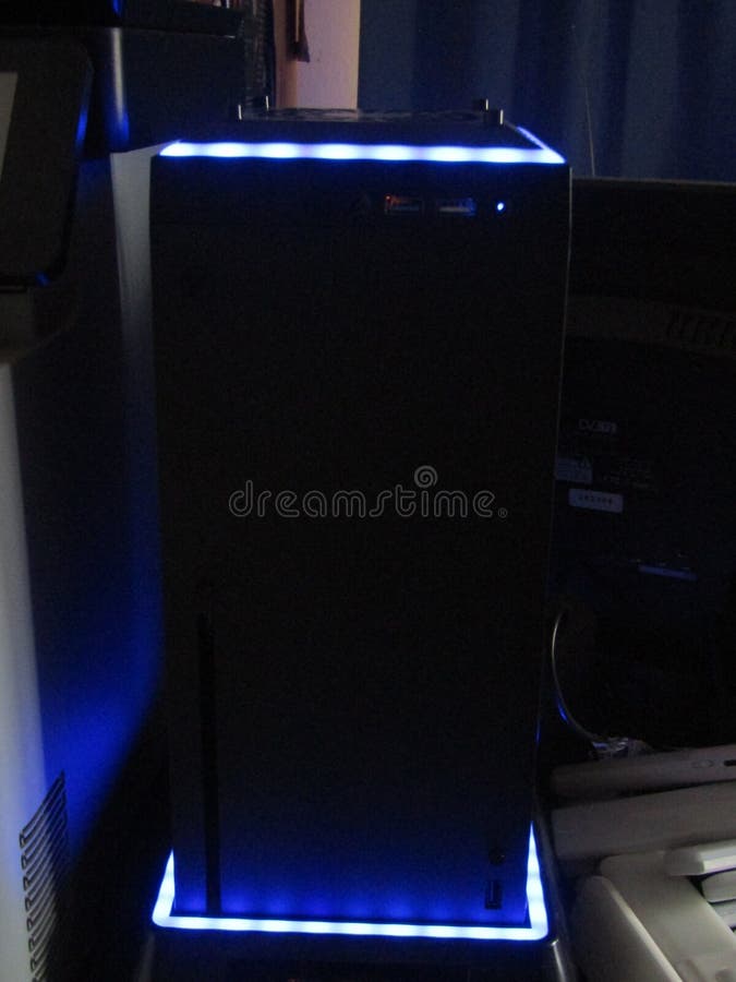 Black XBOX Series X with Blue Fan Light Stock Image - Image of darkness ...