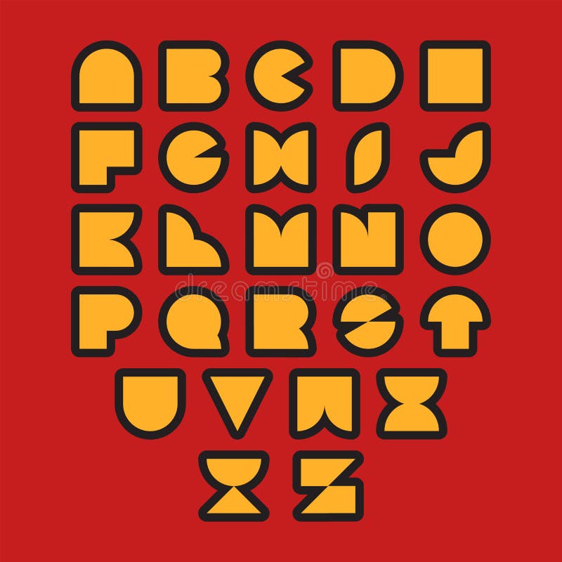 Black and Yellow Alphabet Letters on Red Background Stock Vector ...