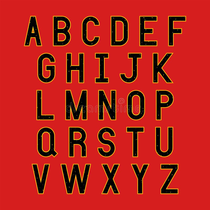 Black and Yellow Alphabet Letters on Red Background Stock Vector ...
