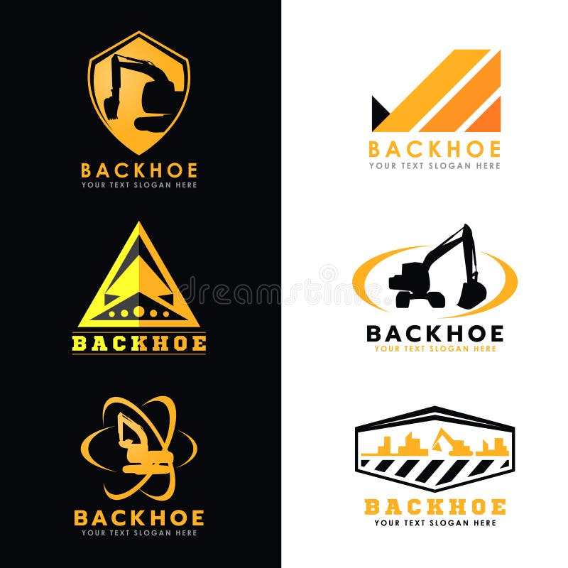 Black and Yellow Backhoe Logo Vector Set Design Stock Vector ...